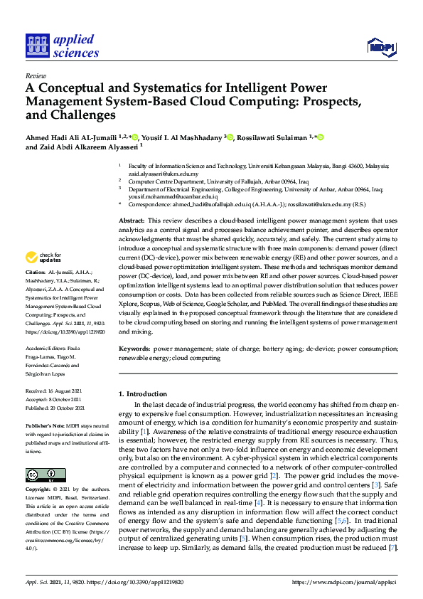 (PDF) Intelligent Cloud Power Management Systems
