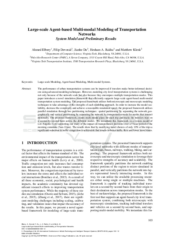 Pdf Large Scale Agent Based Multi Modal Modeling Of Transportation Networks System Model And