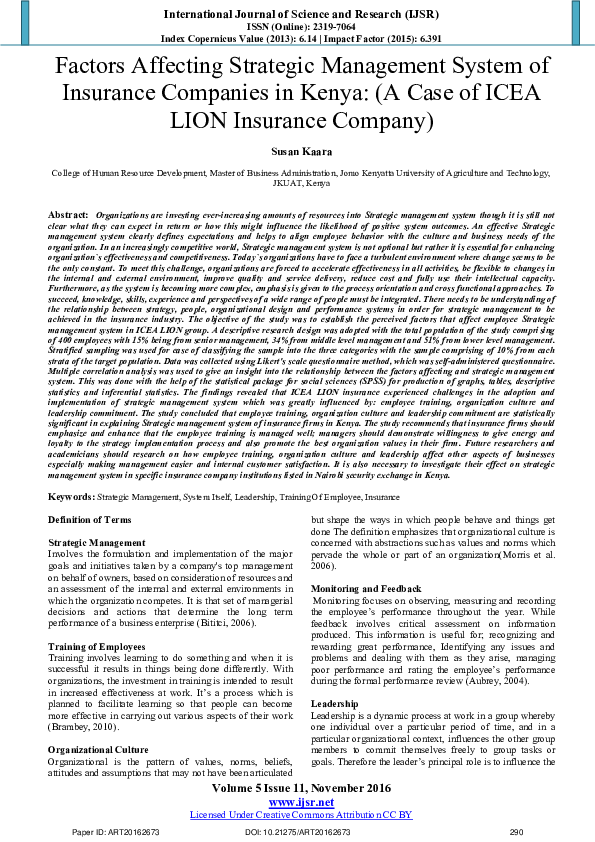 (PDF) Factors Affecting Strategic Management System of Insurance ...