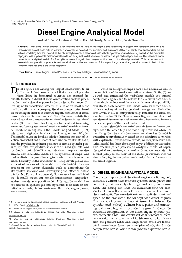 (PDF) Diesel Engine Analytical Model