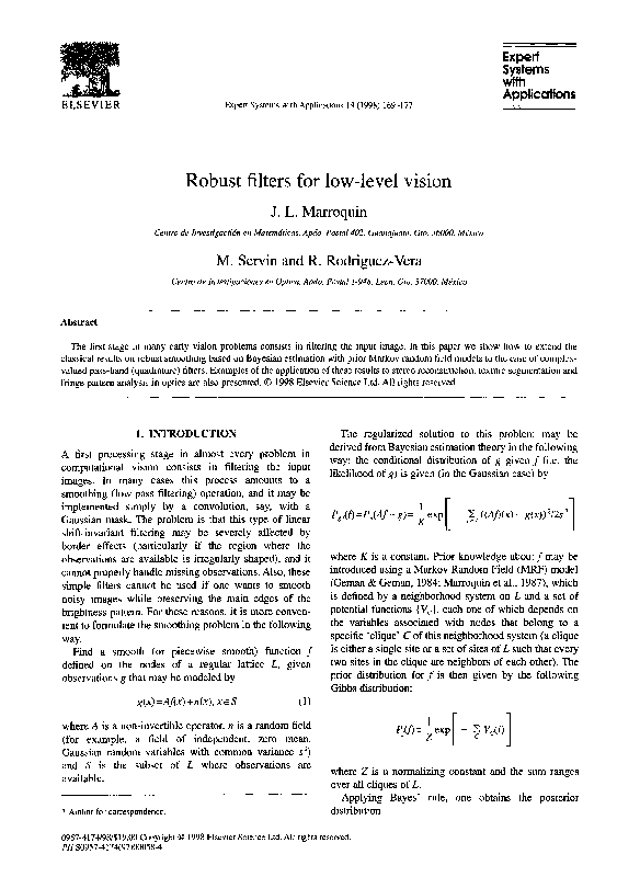 (PDF) Robust filters for low-level vision