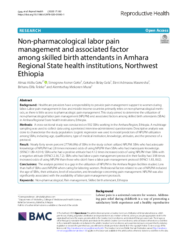 (PDF) Non-Pharmacological Pain Management in Labor