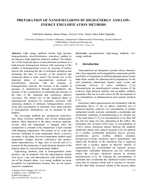 (PDF) Preparation of Nanoemulsions by High-Energy and Lowenergy ...