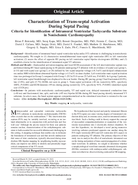 (PDF) Characterization of trans-septal activation during septal pacing ...