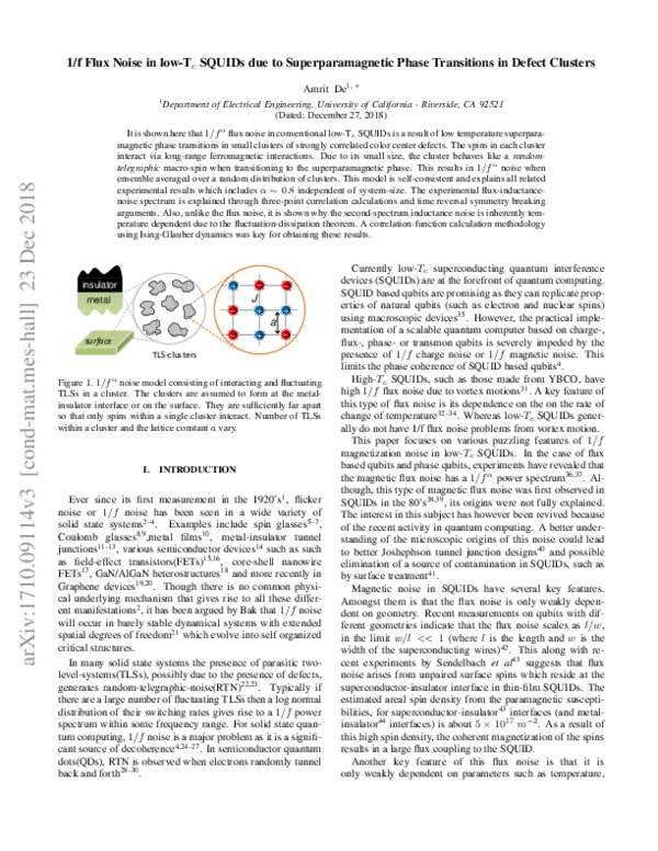 (PDF) 1/f flux noise in low- Tc SQUIDs due to superparamagnetic phase ...