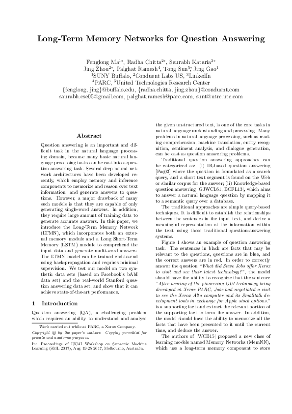 (PDF) Long-Term Memory Networks for Question Answering