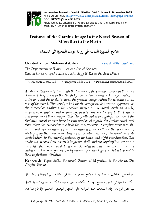 (PDF) Features of the Graphic Image in the Novel Season of Migration to ...