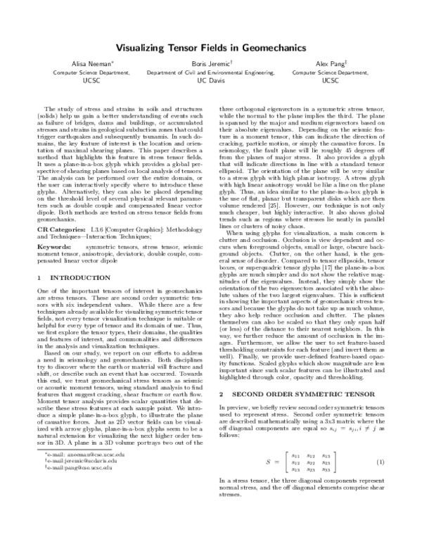 (PDF) Visualizing Tensor Fields in Geomechanics