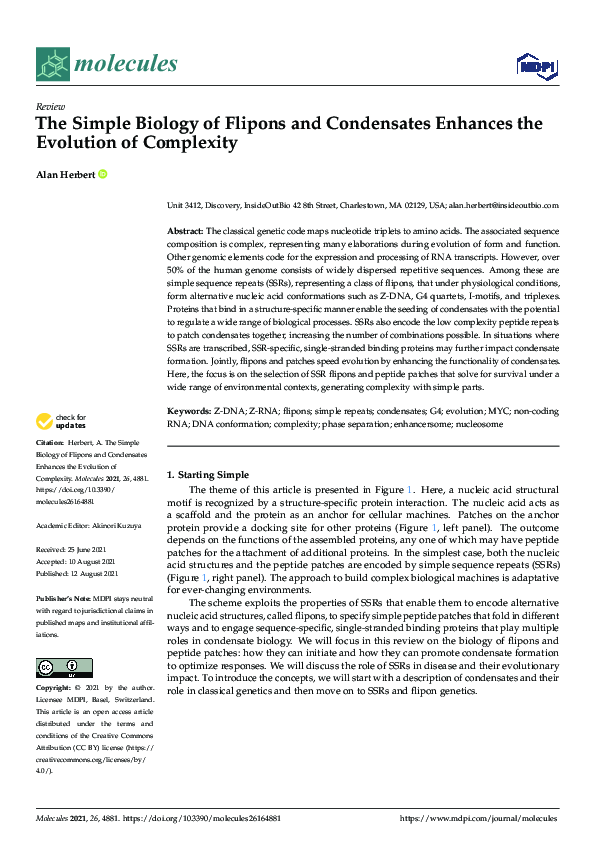 (PDF) The Simple Biology of Flipons and Condensates Enhances the ...