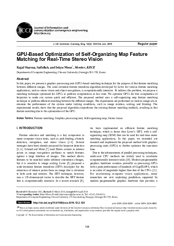 (PDF) GPU-Based Optimization of Self-Organizing Map Feature Matching for Real-Time Stereo Vision