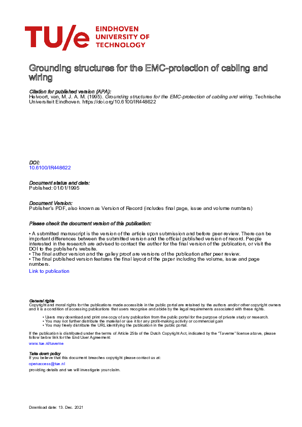 (PDF) Grounding structures for the EMC-protection of cabling and wiring