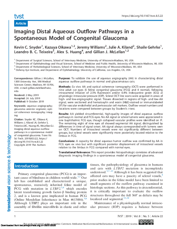 (PDF) Imaging Distal Aqueous Outflow Pathways in a Spontaneous Model of ...