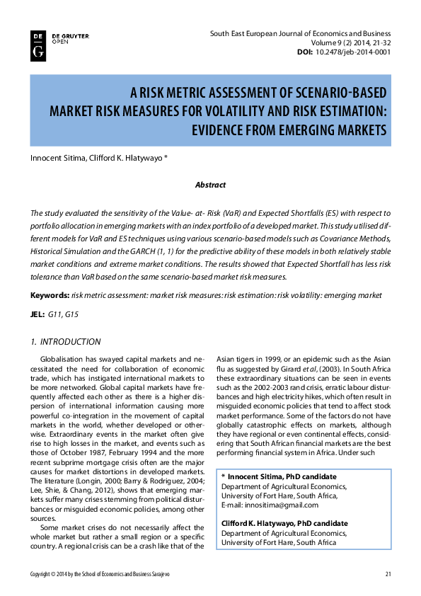 (PDF) A Risk Metric Assessment of Scenario-Based Market Risk Measures ...
