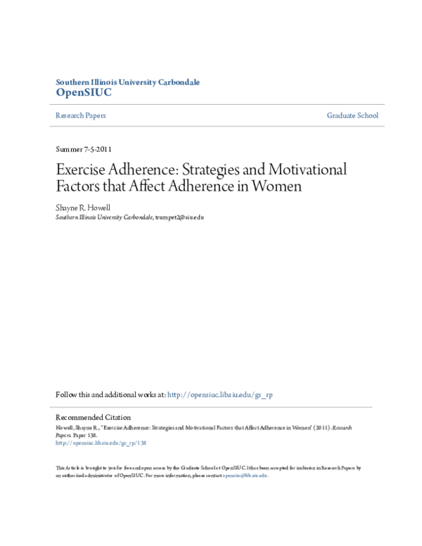 (PDF) Exercise Adherence: Strategies and Motivational Factors that ...
