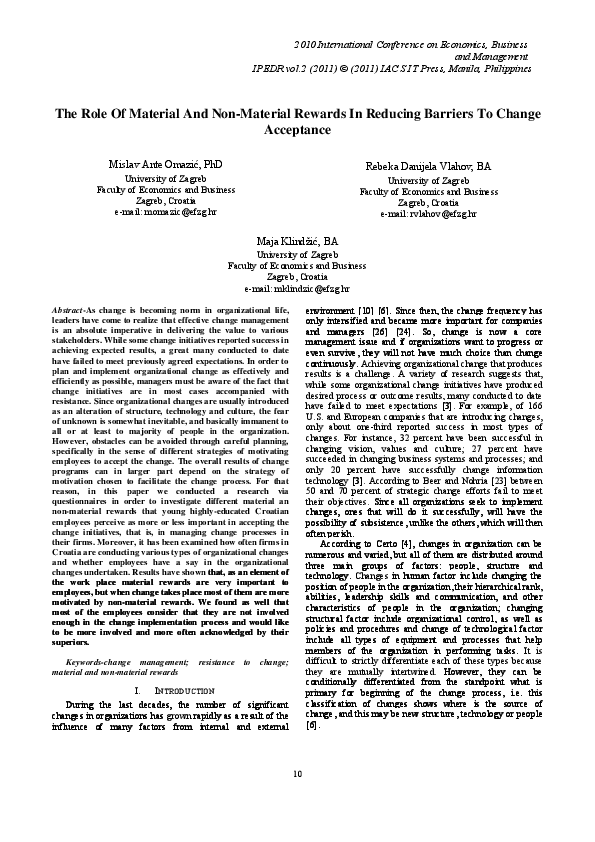 (PDF) The Role Of Material And Non-Material Rewards In Reducing ...