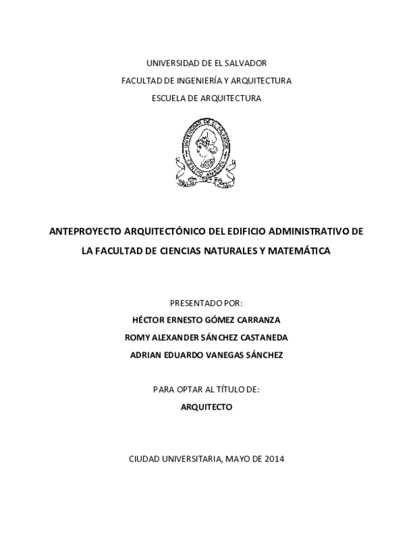 (PDF) Anteproyecto Arquitectónico Del Edificio Administrativo De La Facultad De Ciencias ...