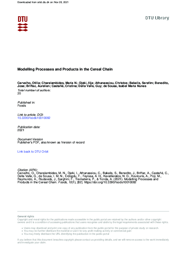 (PDF) Modelling Processes and Products in the Cereal Chain