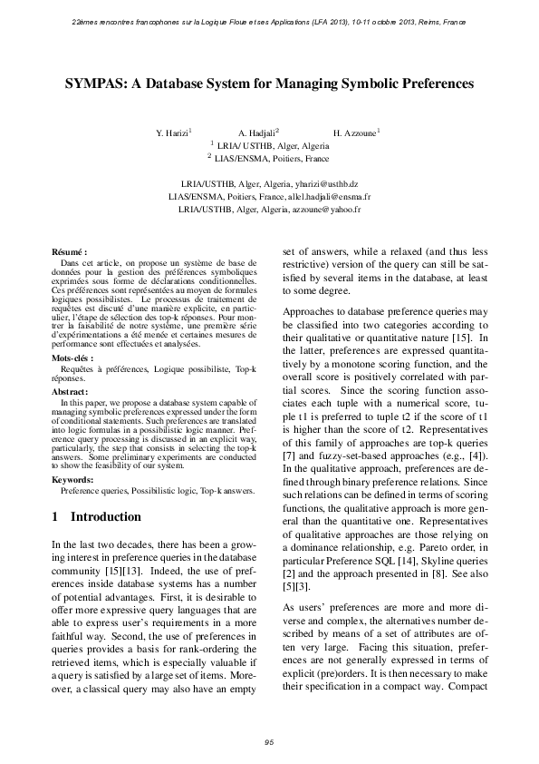 (PDF) SYMPAS: A Database System for Managing Symbolic Preferences