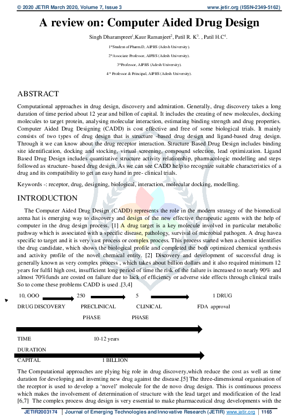 (PDF) A review on : Computer Aided Drug Design