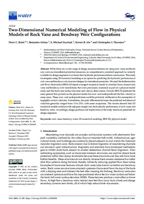 (PDF) Two-Dimensional Numerical Modeling of Flow in Physical Models of ...