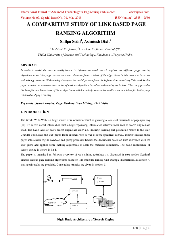 (PDF) A Comparitive Study of Link Based Page Ranking Algorithm