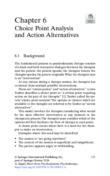 (PDF) Choice Point Analysis and Action Alternatives
