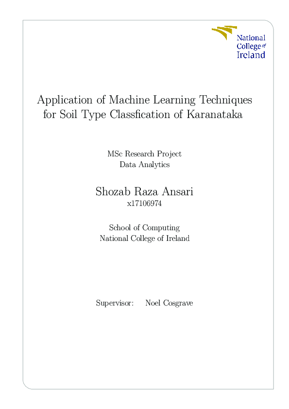 (PDF) Application of Machine Learning Techniques for Soil Type ...