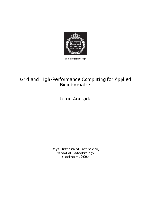 (PDF) Grid and High-Performance Computing for Applied Bioinformatics
