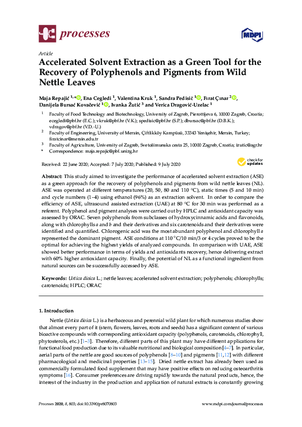 (PDF) Accelerated Solvent Extraction as a Green Tool for the Recovery of Polyphenols and ...