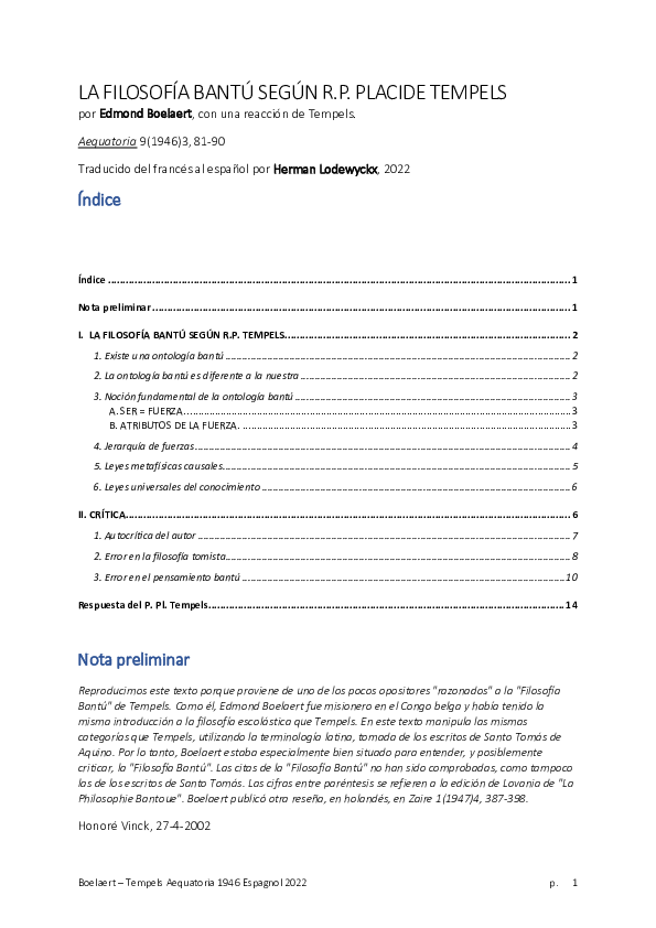 (PDF) LA FILOSOFÍA BANTÚ SEGÚN R.P. PLACIDE TEMPELS
