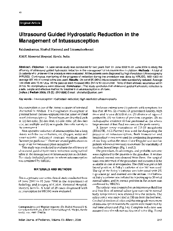 (PDF) Ultrasound Guided Hydrostatic Reduction In the Management of ...