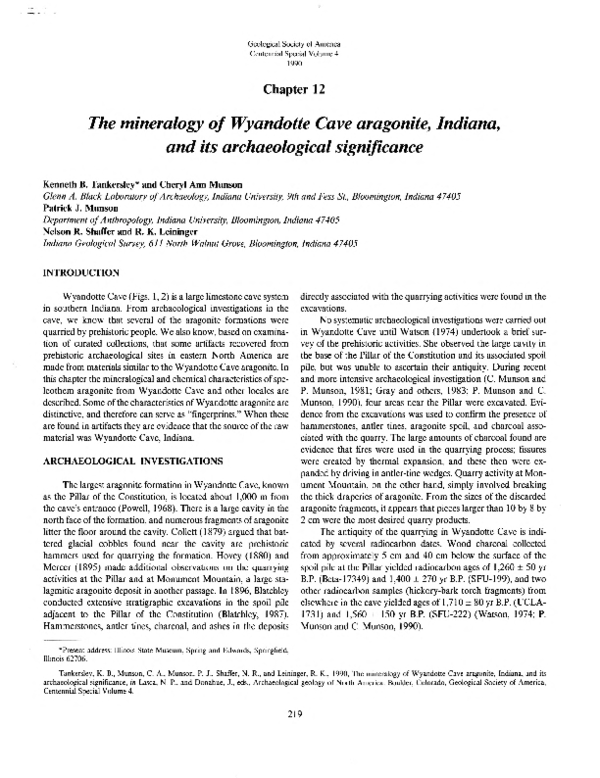 (PDF) The mineralogy of Wyandotte Cave aragonite, Indiana, and its ...