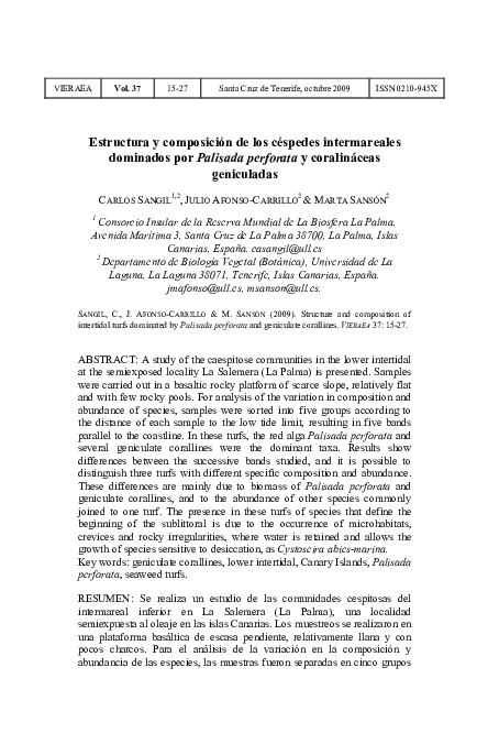 (PDF) Estructura y composición de los céspedes intermareales dominados ...