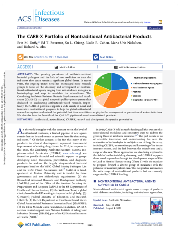 (PDF) The CARB-X Portfolio of Nontraditional Antibacterial Products