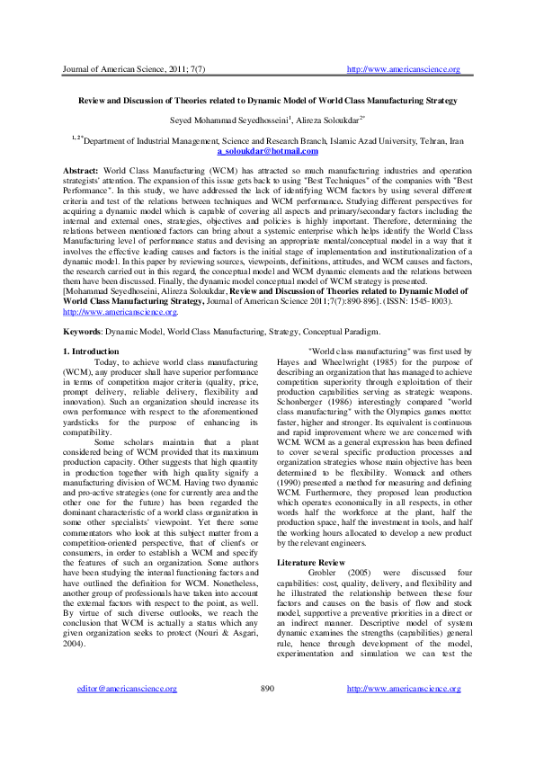 (PDF) World Class Manufacturing Strategy