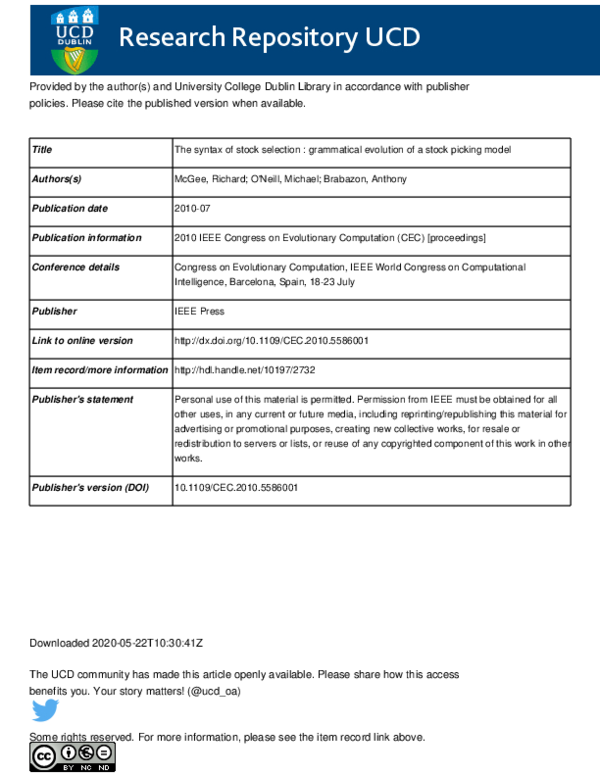 (PDF) The syntax of stock selection: grammatical evolution of a stock ...