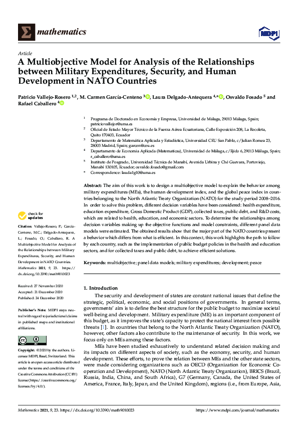 (PDF) Multiobjective Model: Military Spending & Development