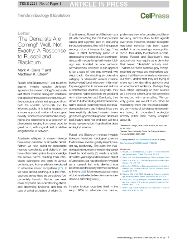 (PDF) The Denialists Are Coming!' Well, Not Exactly: A Response to ...