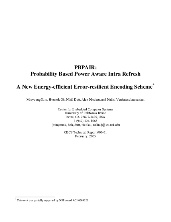 (PDF) PBPAIR: Probability Based Power Aware Intra Refresh A New Energy-efficient Error-resilient ...