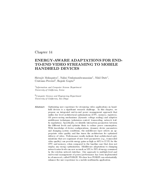 (PDF) Energy-Aware Adaptations for End-to-End Videostreaming to Mobile Handheld Devices