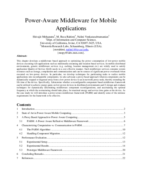 (PDF) Power-Aware Middleware for Mobile Applications