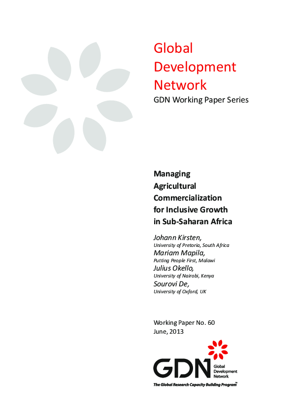(PDF) Global Development Network GDN Working Paper Series Managing Agricultural ...