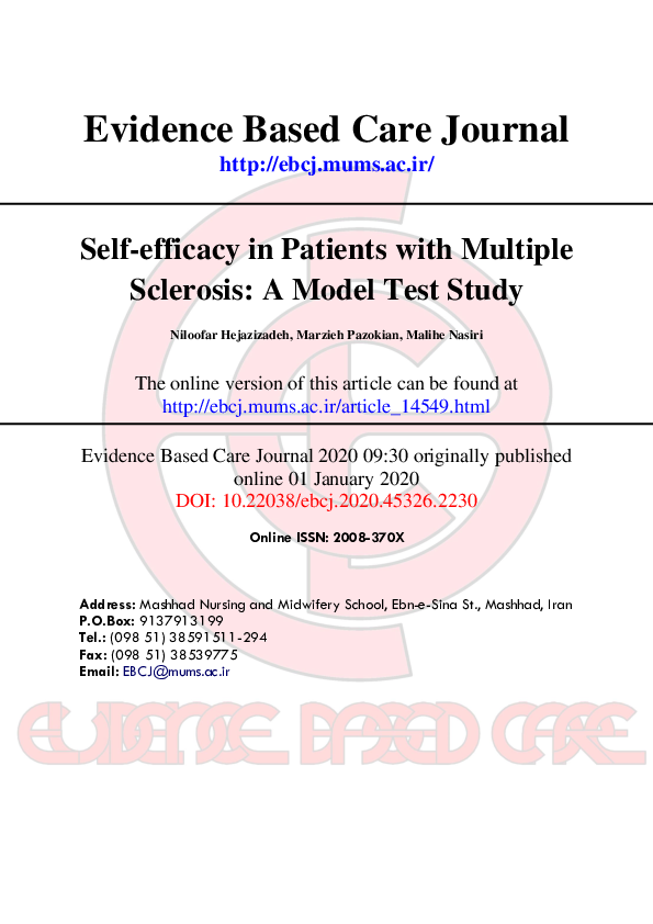(PDF) Self-efficacy in Patients with Multiple Sclerosis: A Model Test Study