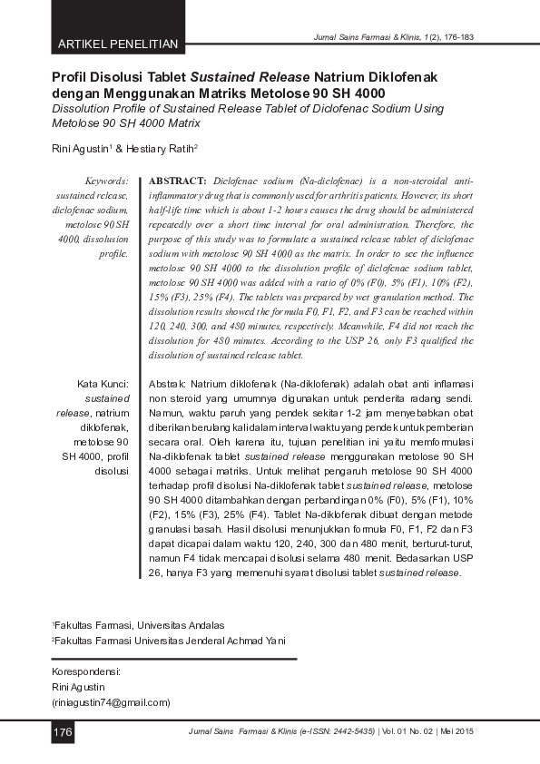 (PDF) Profil Disolusi Tablet Sustained Release Natrium Diklofenak ...
