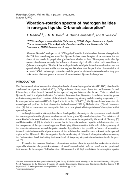 (PDF) Vibration–rotation spectra of hydrogen halides in rare-gas ...