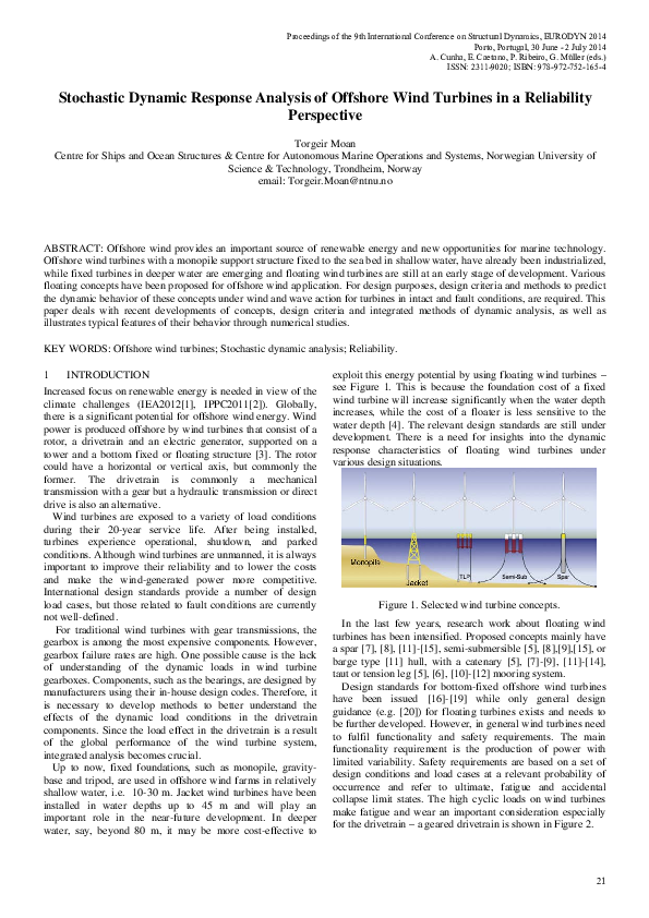 Pdf Stochastic Dynamic Response Analysis Of Offshore Wind Turbines In A Reliability Perspective