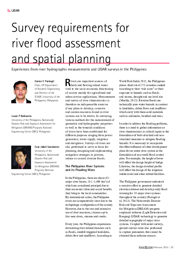 (PDF) Survey Requirements for River Flood Assessment and Spatial ...