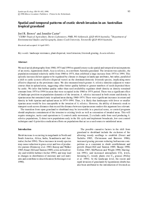 (PDF) Spatial and temporal patterns of exotic shrub invasion in an ...