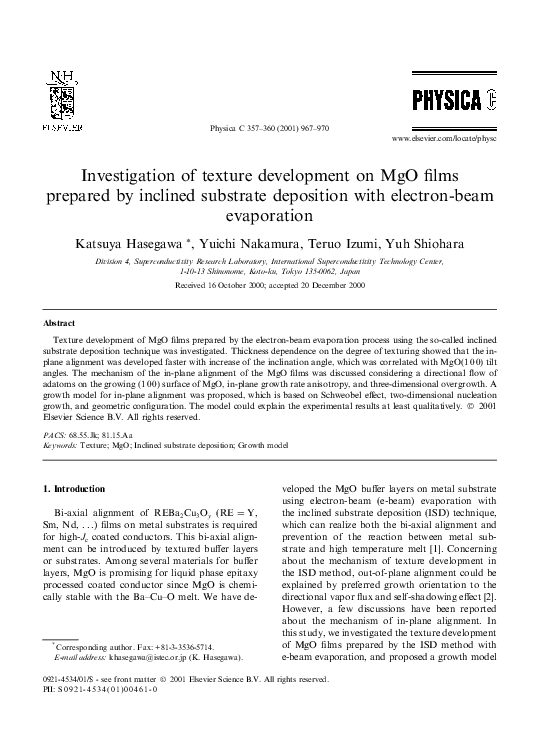 (PDF) Investigation of texture development on MgO films prepared by ...