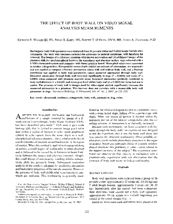 (PDF) The Effect of Body Wall on Video Signal Analysis Measurements